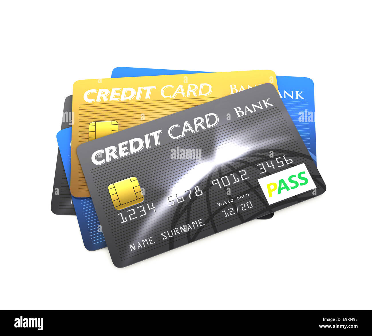 Stack of Credit card isolated on white background Stock Photo - Alamy