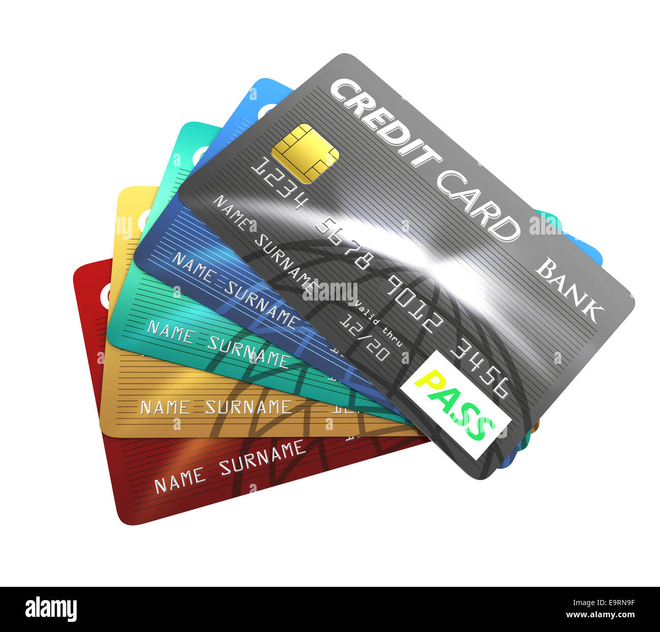 Stack of Credit card isolated on white background Stock Photo - Alamy