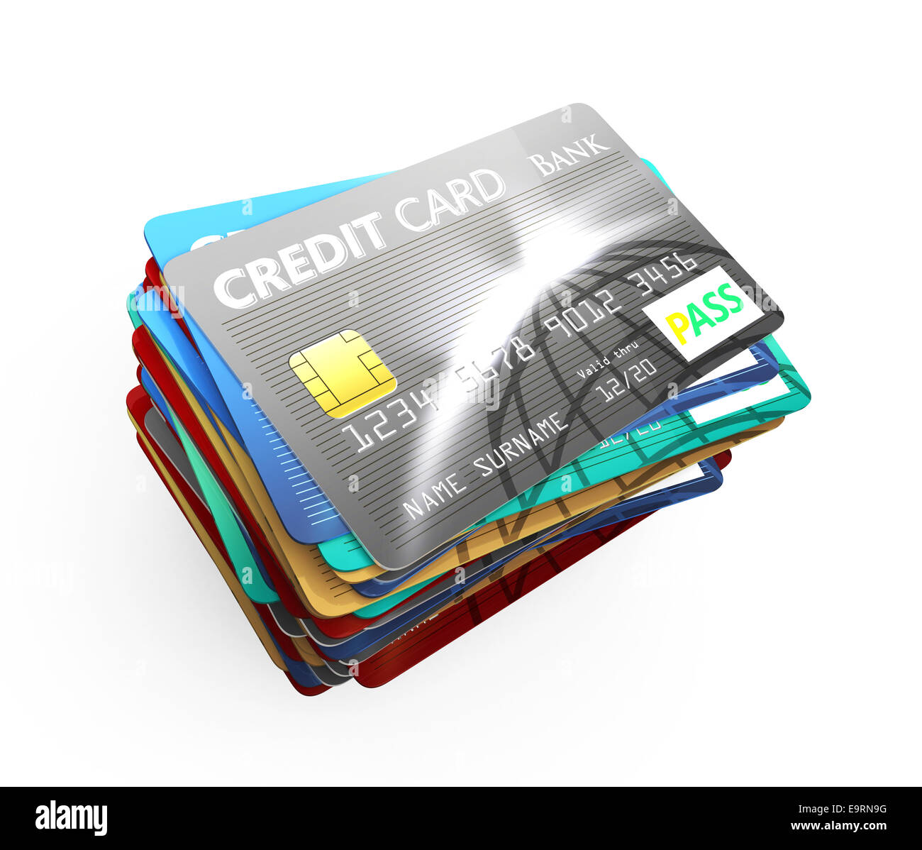 Stack of Credit card isolated on white background Stock Photo - Alamy