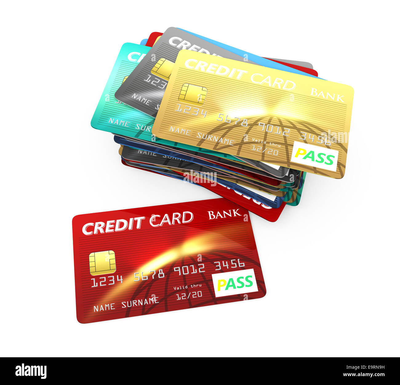 Stack of Credit card isolated on white background Stock Photo - Alamy