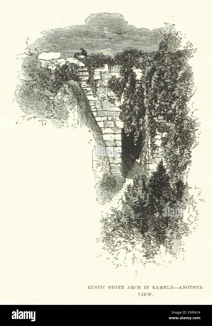 This 1869 illustration shows the rustic stone arch located in the ...