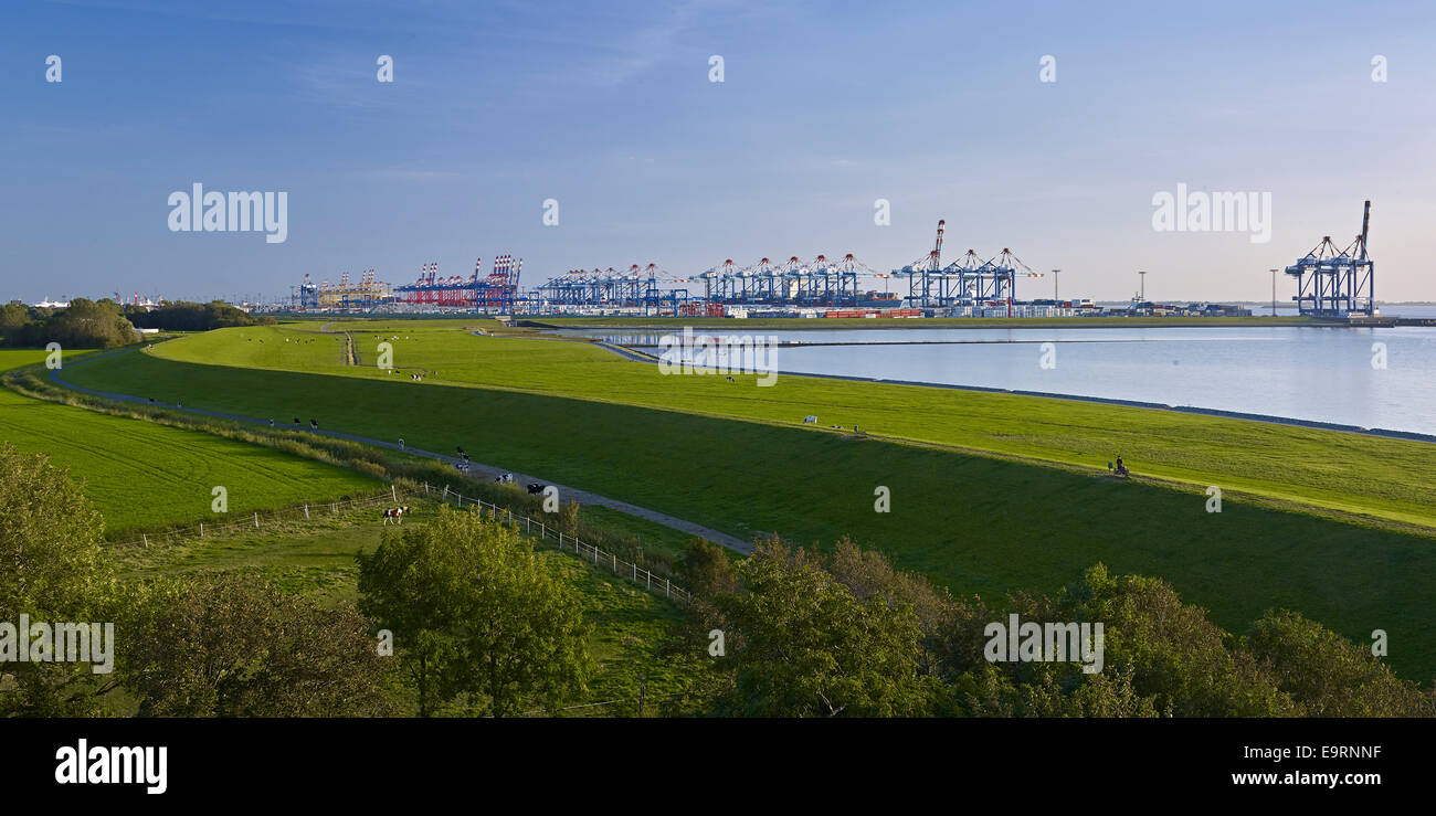 View to container port of Bremerhaven, Germany Stock Photo - Alamy