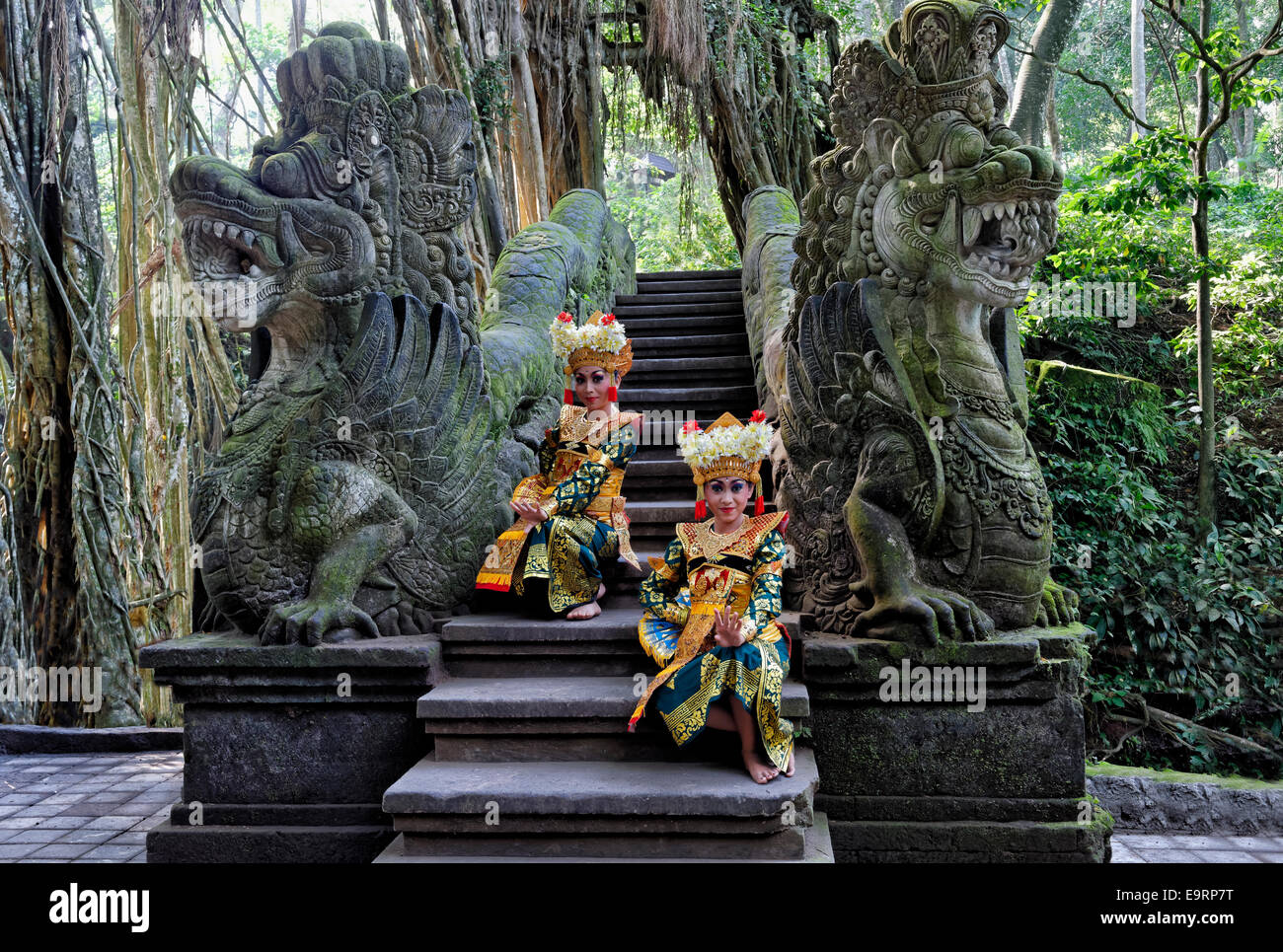Two Balinese dancers, Monkey Forest, Ubud, Bali, Indonesia Stock Photo ...