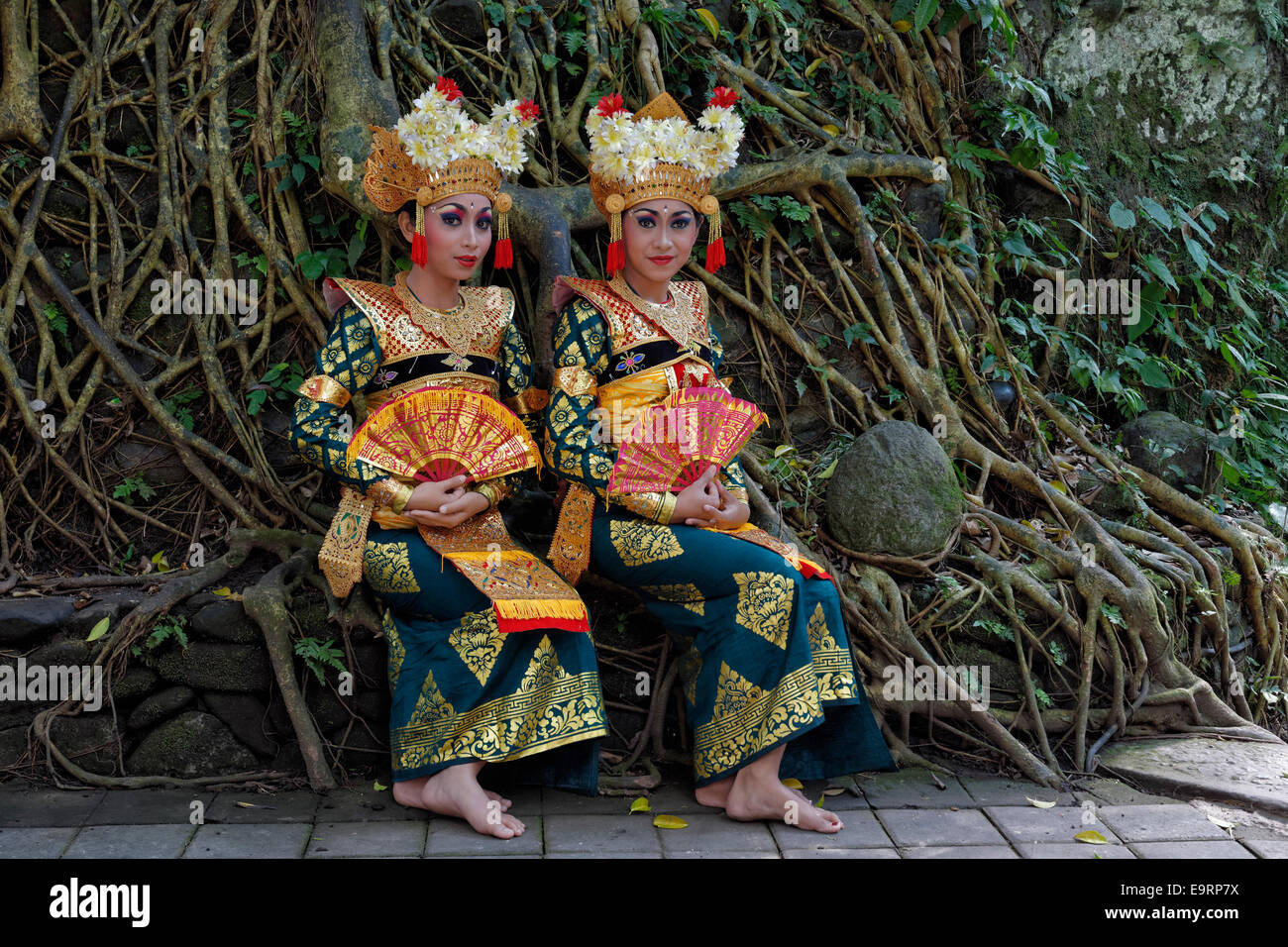 Two Balinese dancers, Monkey Forest, Ubud, Bali, Indonesia Stock Photo ...