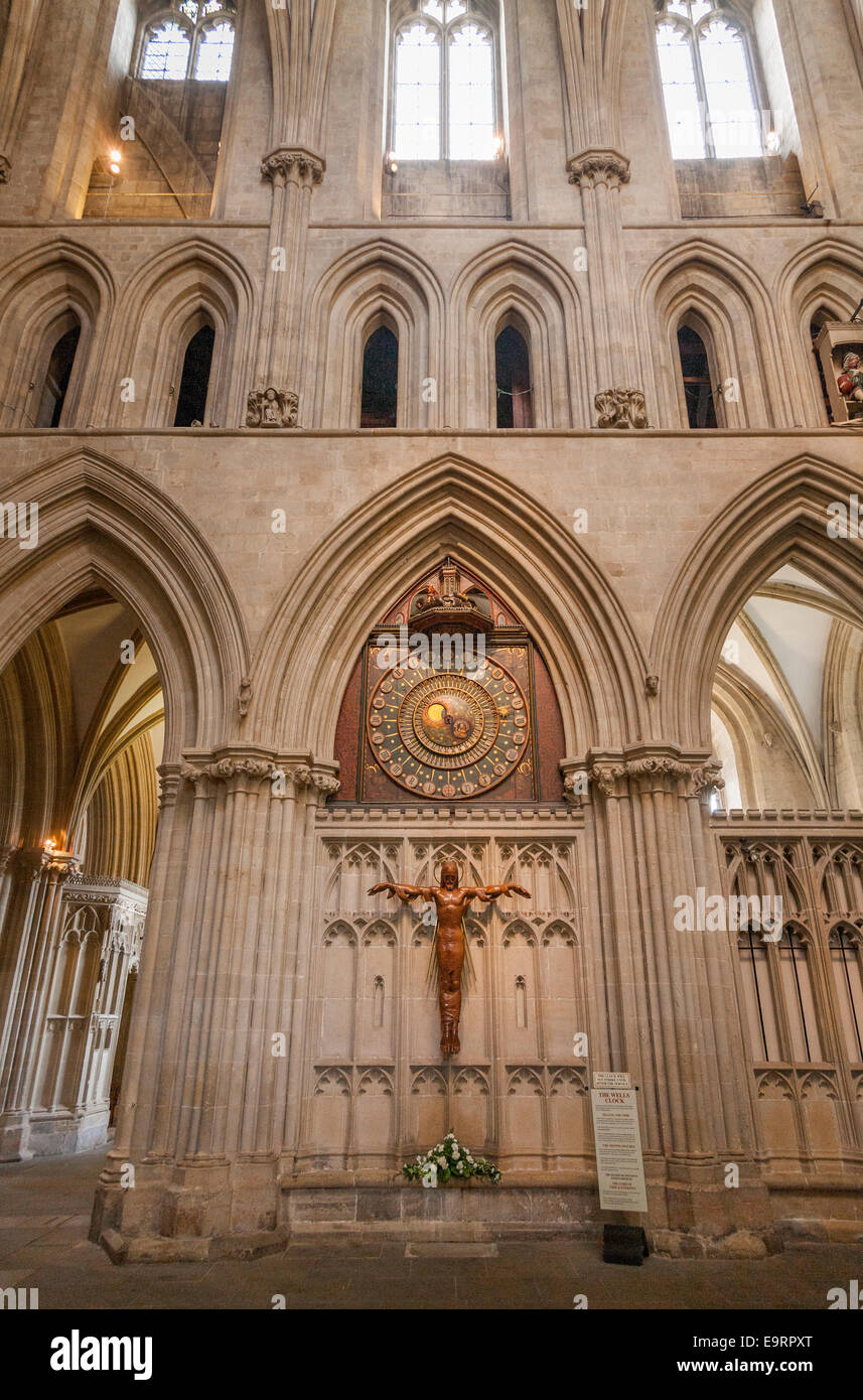 The famous Wells Cathedral clock (considered to be the second oldest ...