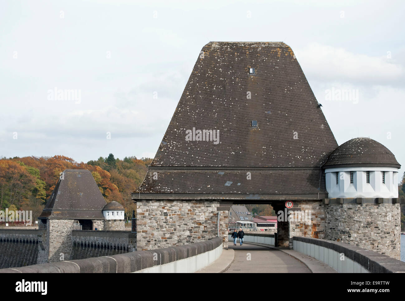sightseers on the möhne dam, möhnesee, germany, the site of the 1943 ...