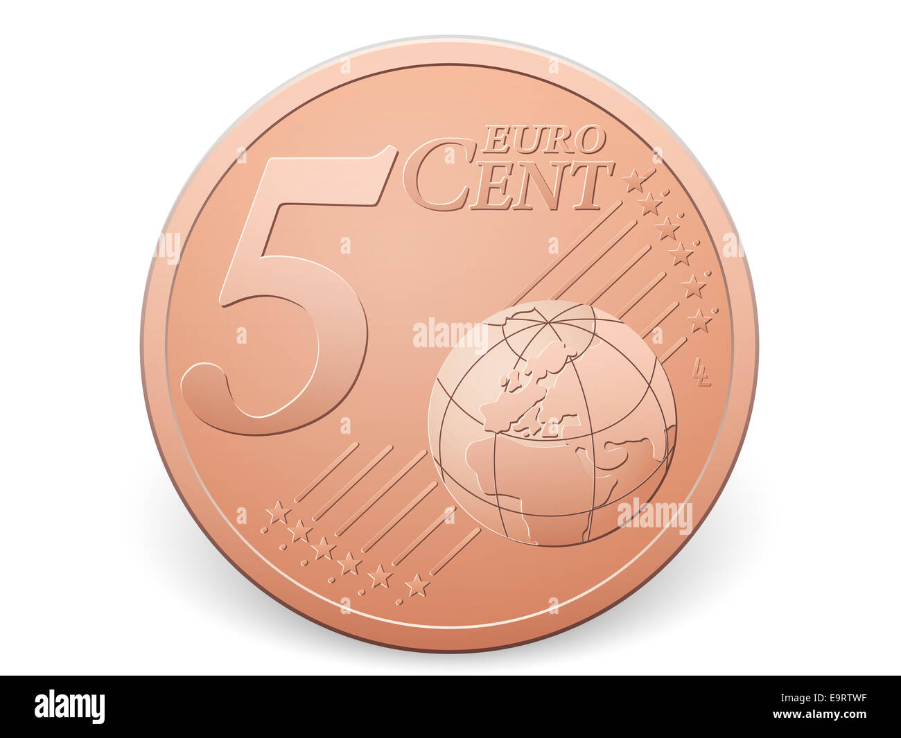 Five euro cent coin on a white background Stock Photo - Alamy