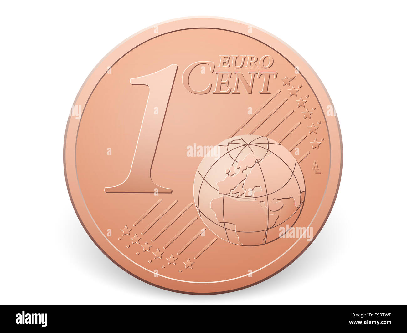 One euro cent coin on a white background Stock Photo - Alamy