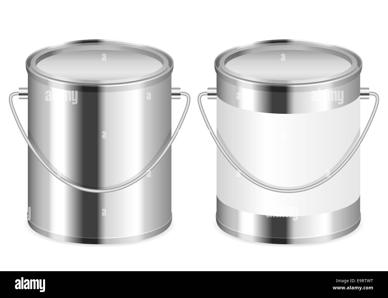 Paint can set on a white background Stock Photo - Alamy