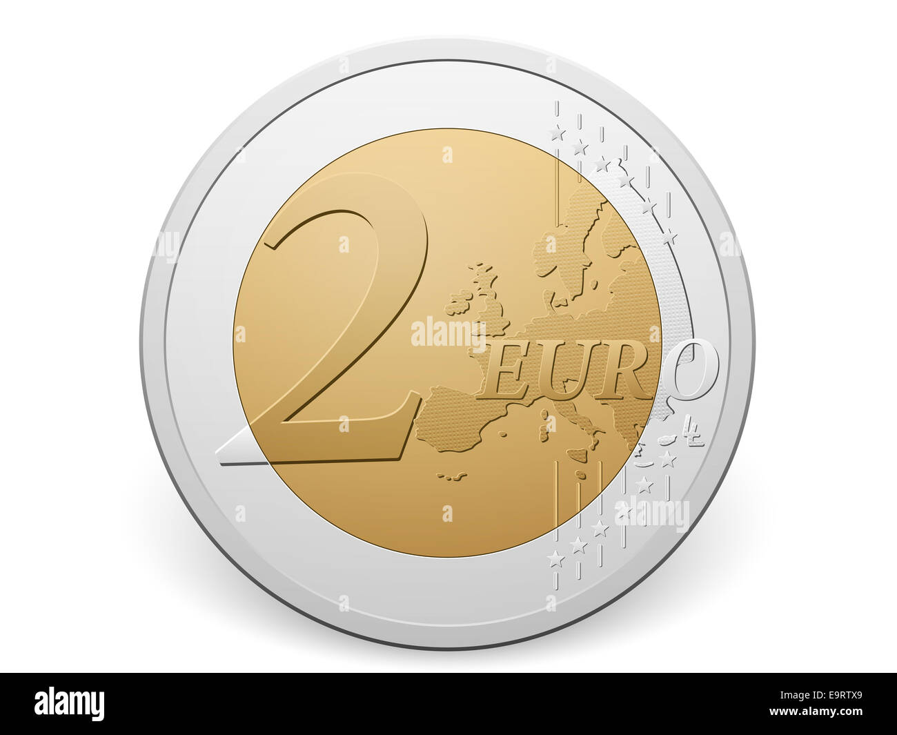 Two euro coin on a white background Stock Photo - Alamy