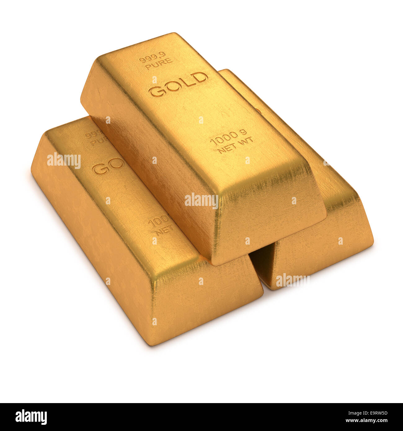 Gold Bars on white background. Clipping path included Stock Photo - Alamy