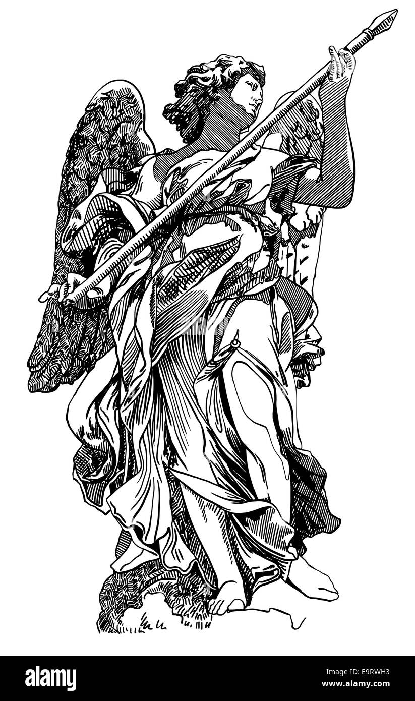 original sketch digital drawing of marble statue angel Stock Photo - Alamy