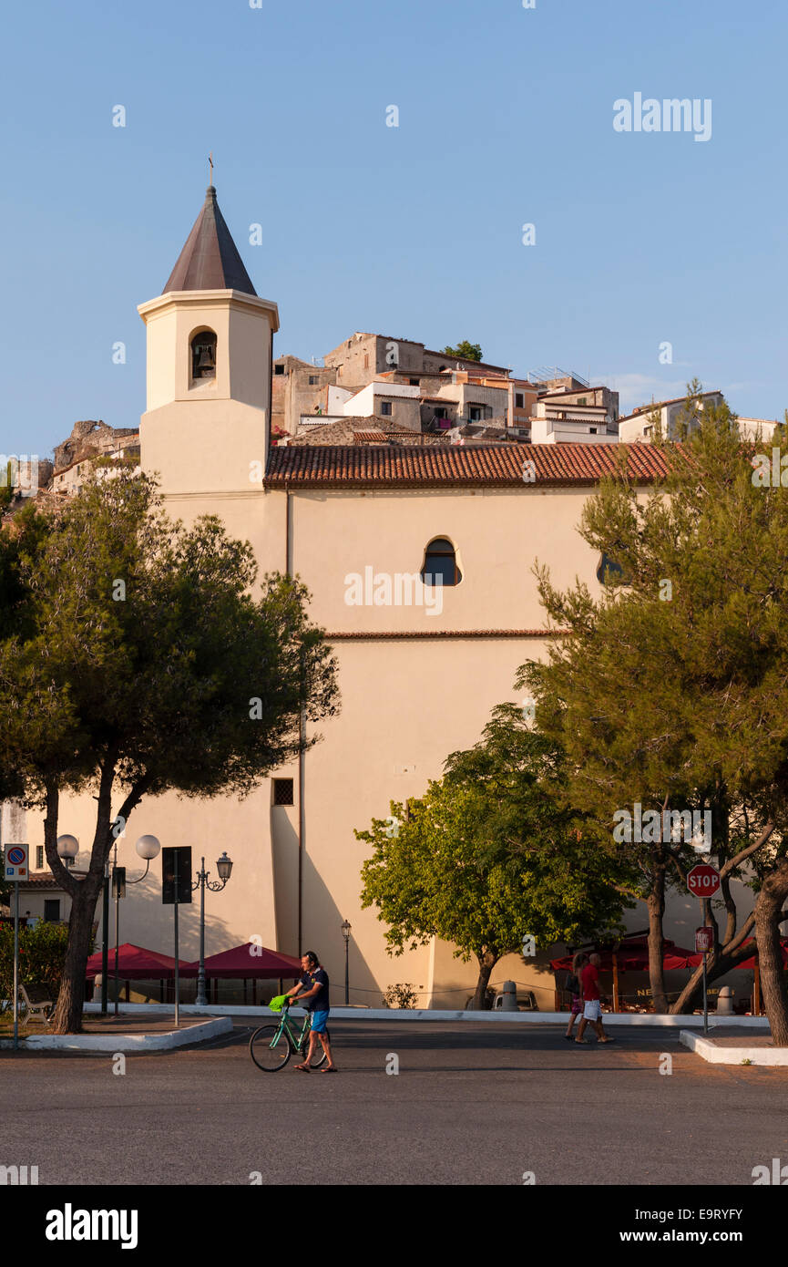 Scalea, Calabria, Italy. The church below the old town, early morning ...