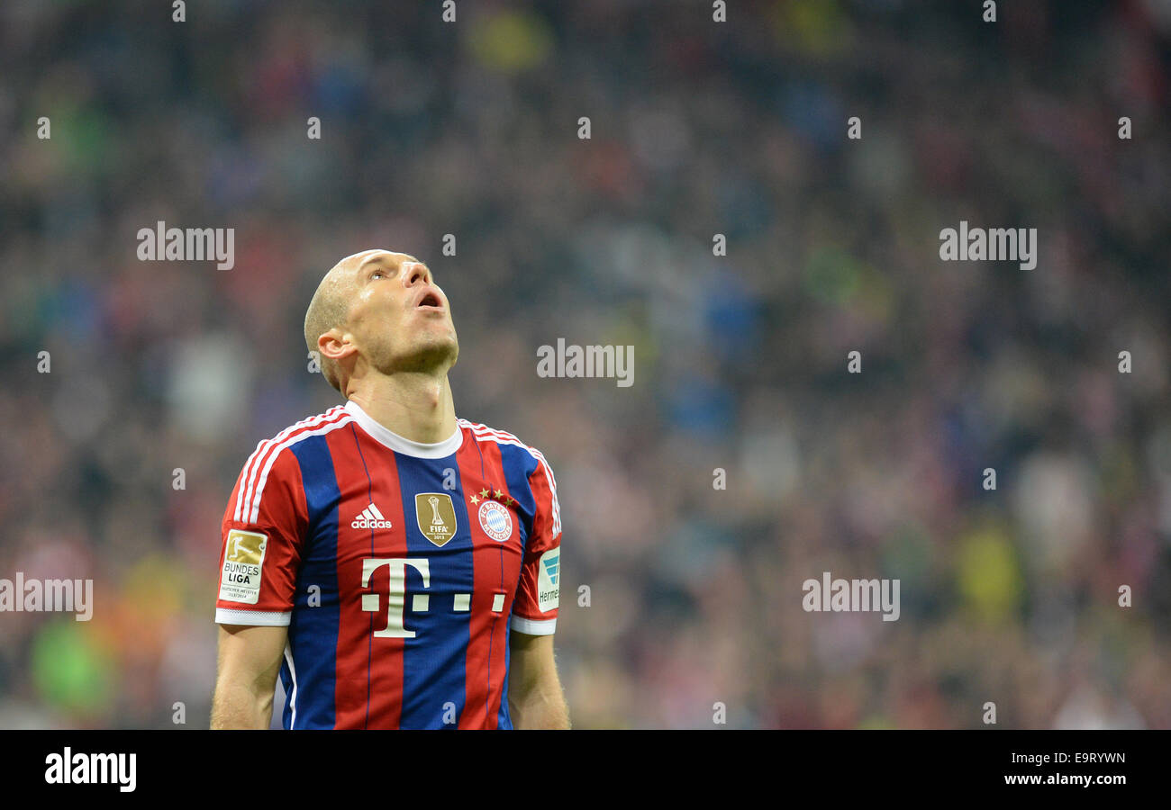 Munich, Germany. 01st Nov, 2014. Munich's Arjen Robben reacts during ...
