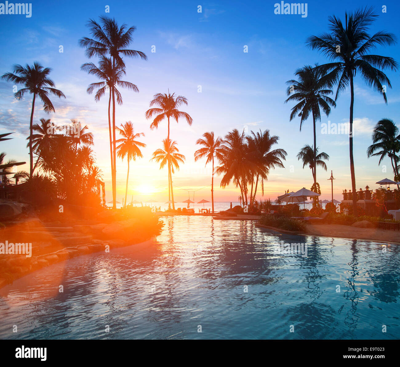 Fantastic sunset on a tropical beach Stock Photo - Alamy