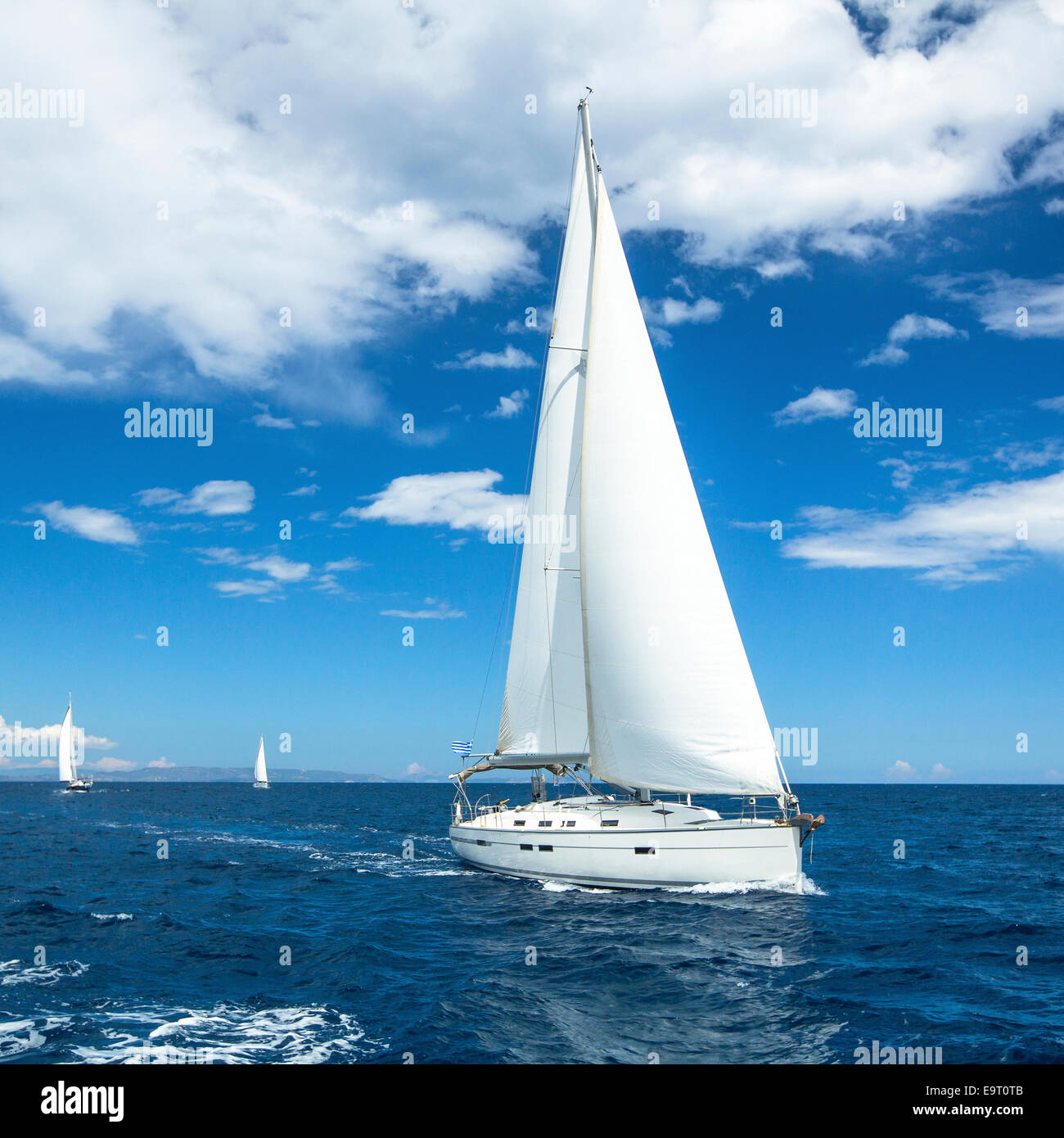 Beautiful sailboat on the open sea. Luxury cruise yacht Stock Photo - Alamy