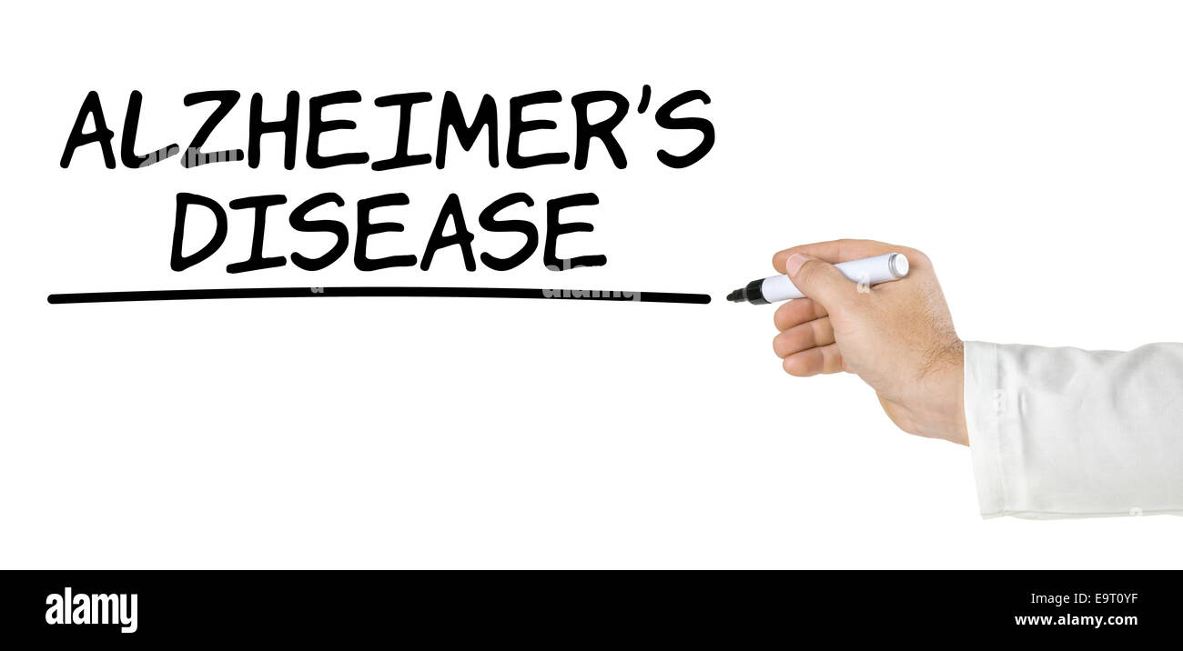 Hand with pen writing Alzheimers Disease Stock Photo - Alamy