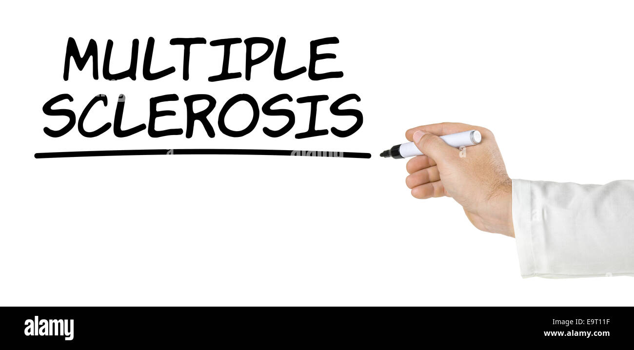 Hand with pen writing Multiple Sclerosis Stock Photo - Alamy