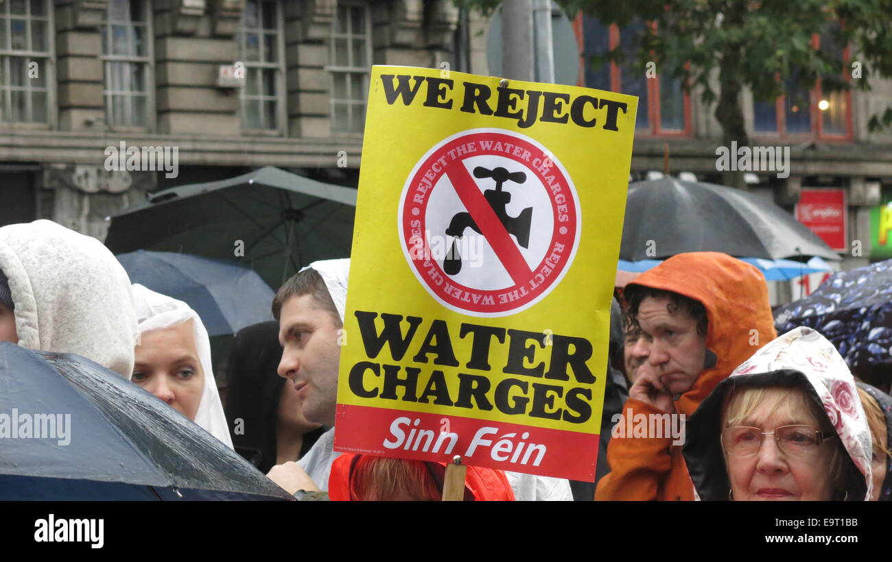 Dublin, Ireland. 1st November, 2014. A Sinn Fein placard held up during ...