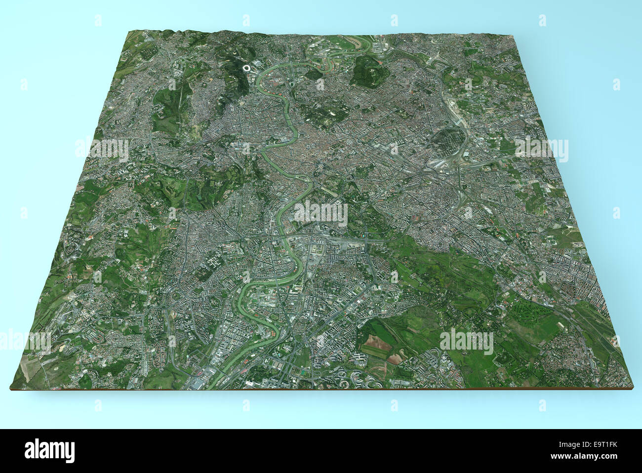 3d Rome map satellite view, Lazio, Italy. Element of this image are ...
