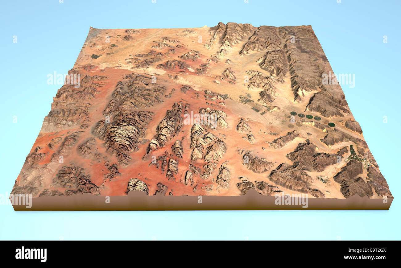 Wadi Rum desert Jordan map aerial view. Images are furnished by NASA ...