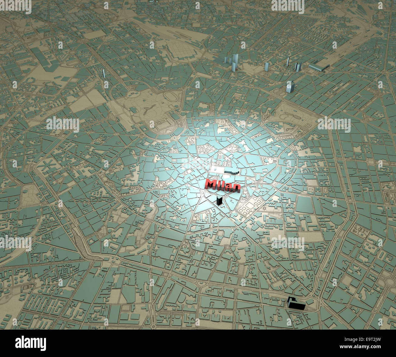 Map of downtown Milan, Italy Stock Photo - Alamy