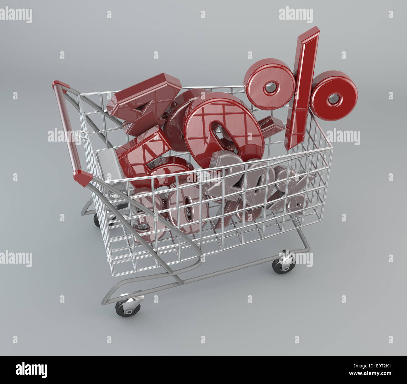 Shopping Cart with discounts on gray background Stock Photo - Alamy