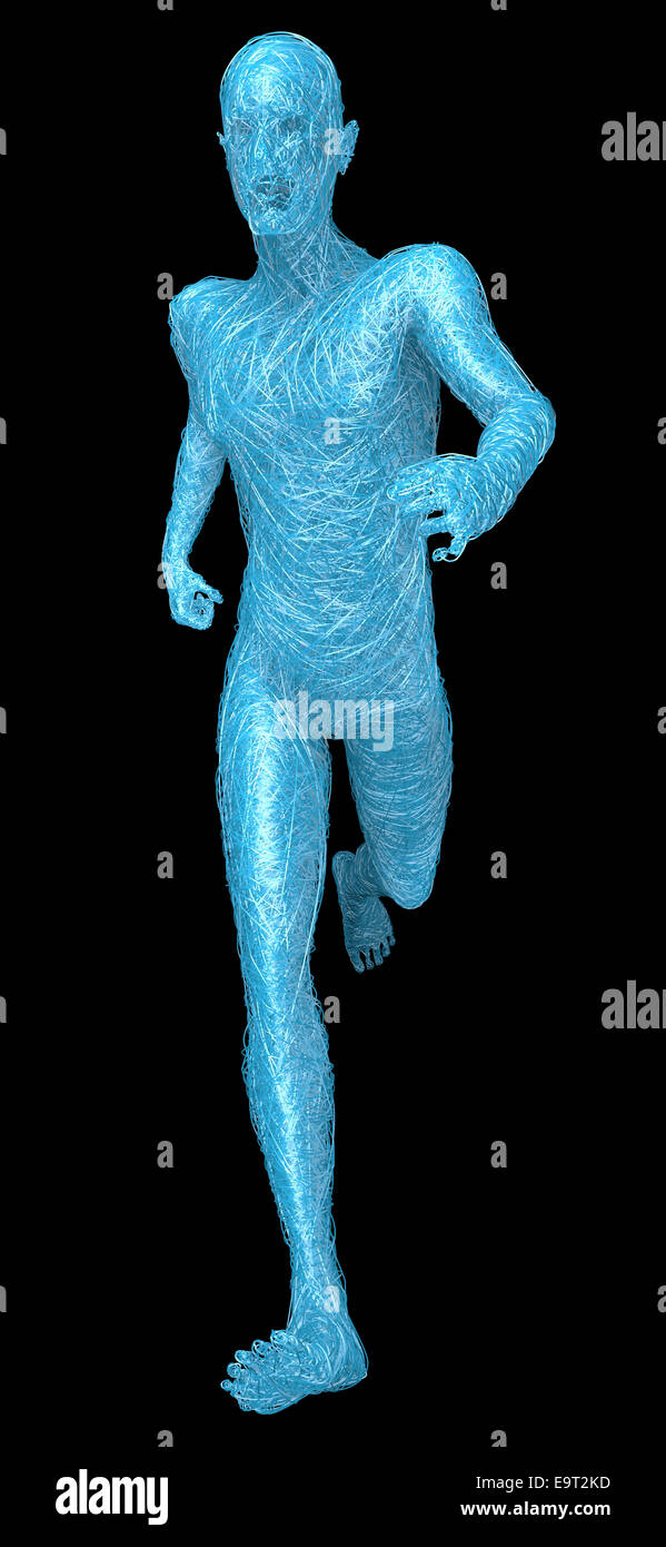 abstract man figure running over black background Stock Photo - Alamy