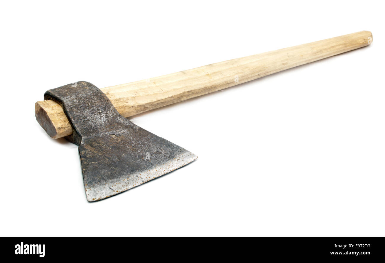 axe with wooden handle isolated on white Stock Photo - Alamy