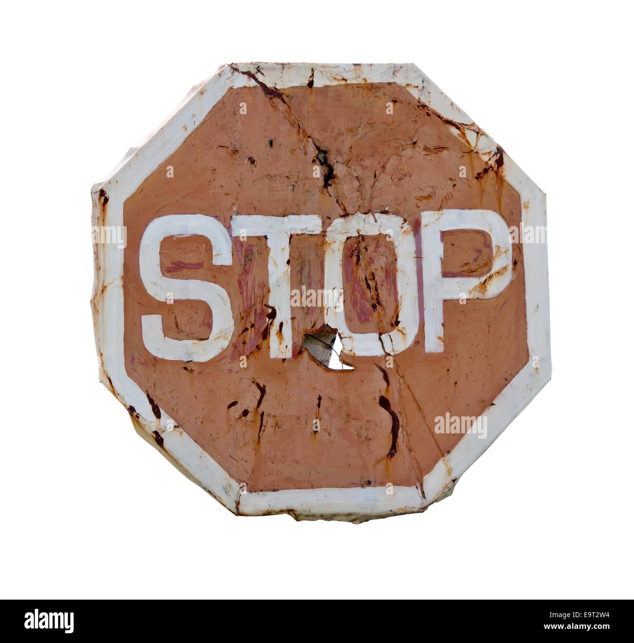 old rusty road sign stop isolated on white background Stock Photo - Alamy