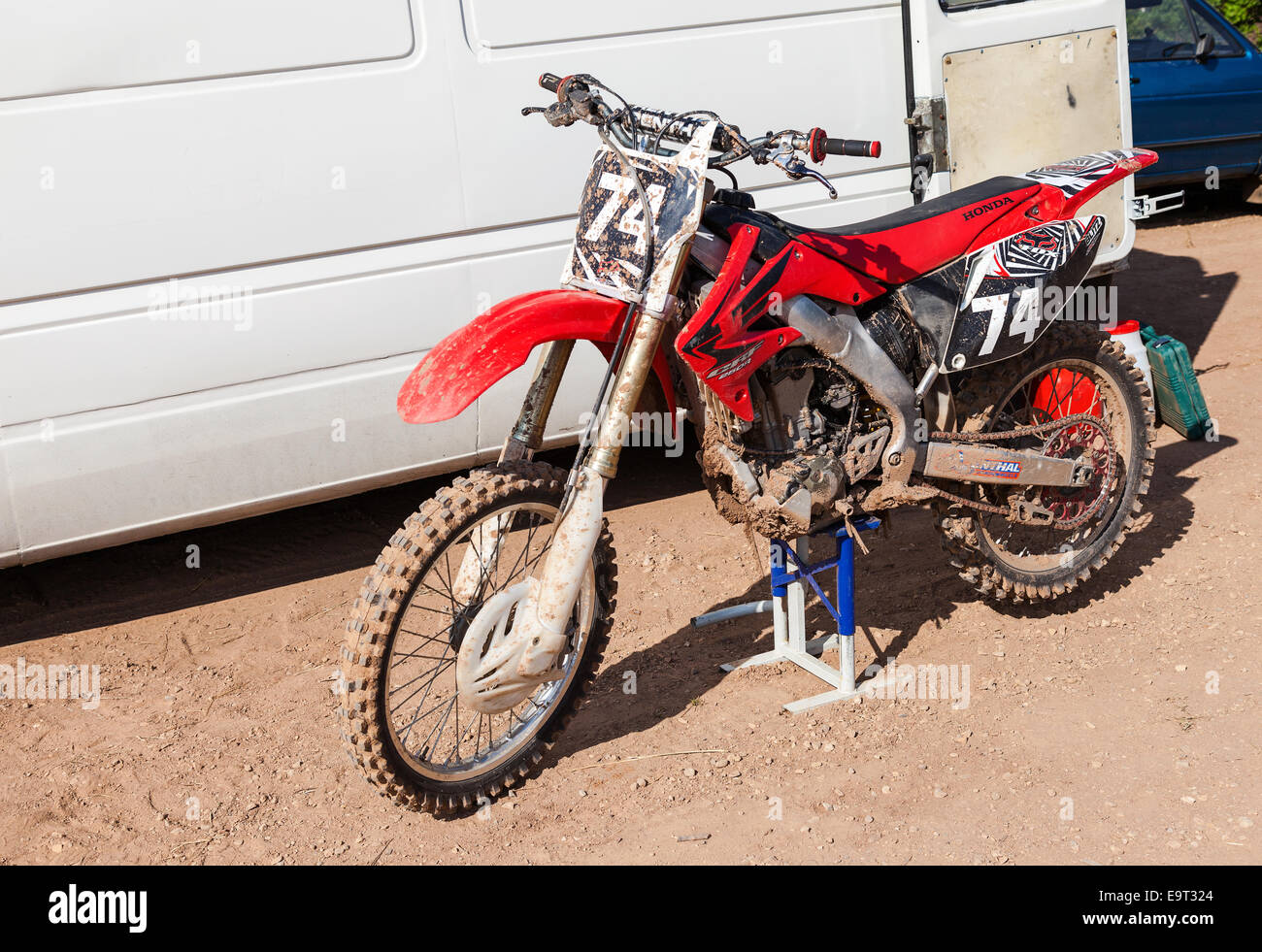 Motorcycle racing after the competition in motocross Stock Photo - Alamy