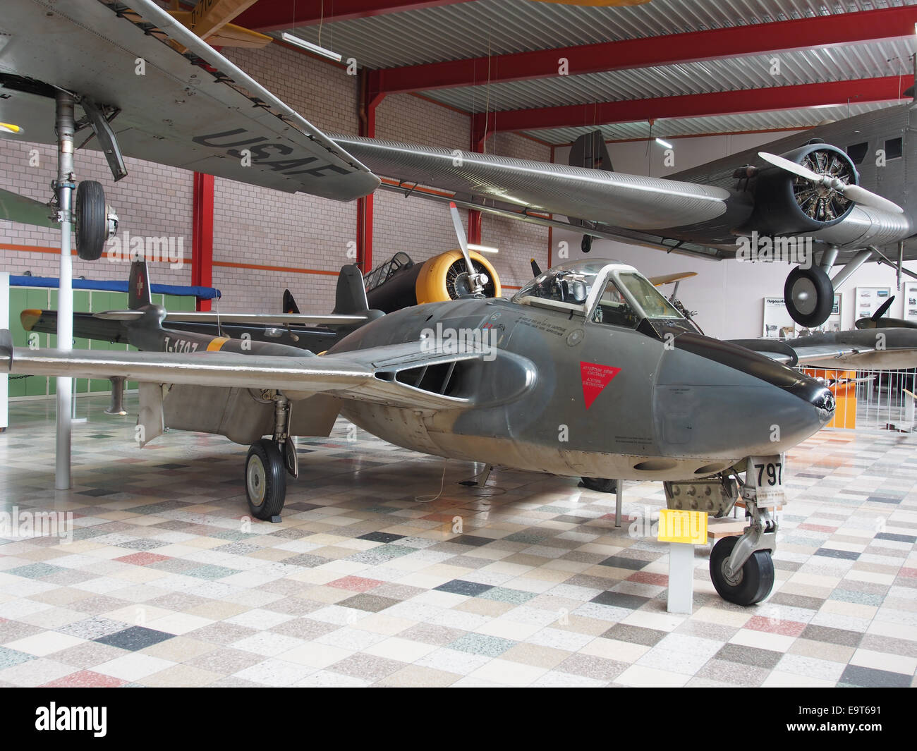 The 1956 De Havilland DH-112 Mk4 Venom, aircraft J-1797, is displayed ...