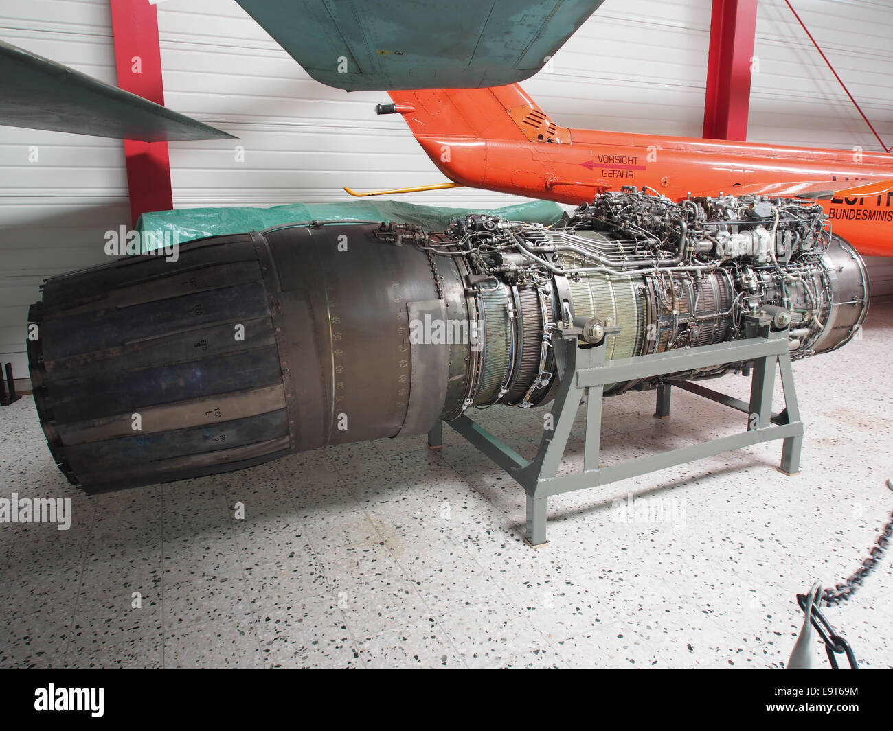 A jet engine is on display at the Flugausstellung Hermeskeil aviation ...