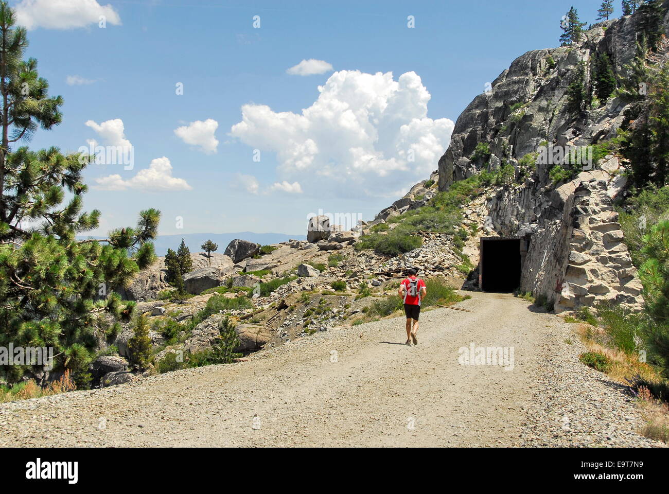 Railroad snowshed and tunnel on Donner Pass in Sierra Nevada ...