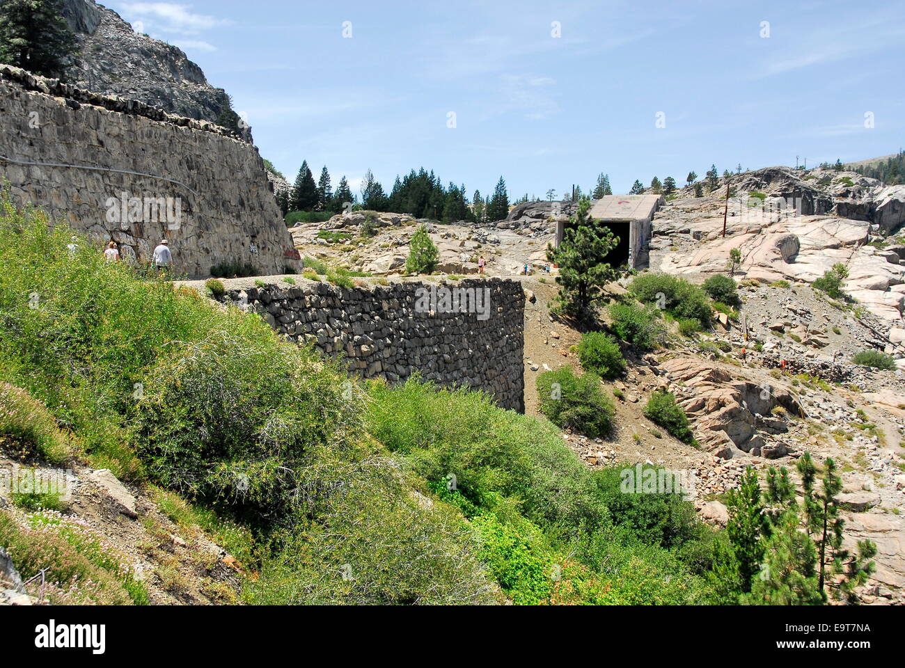 China Wall and railroad snowshed Donner Pass in Sierra Nevada ...