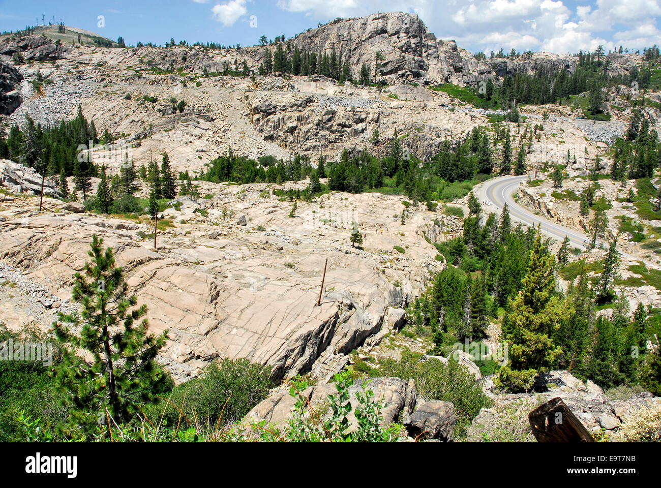 Highway 40 over Donner Pass in Sierra Nevada, California Stock Photo ...