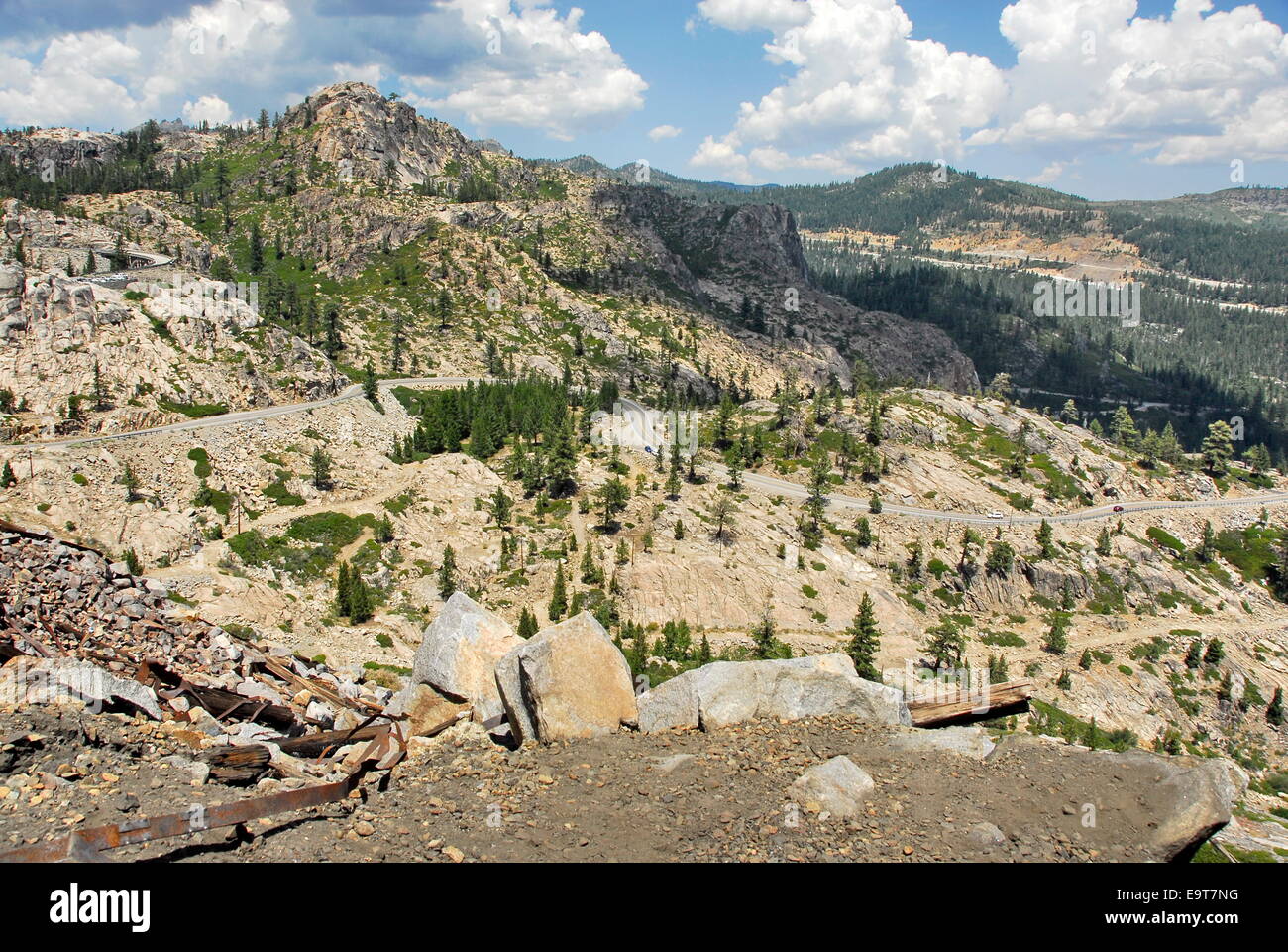 Highway 40 over Donner Pass in Sierra Nevada, California Stock Photo ...