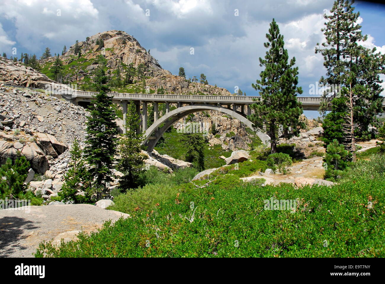 Highway 40 bridge on Donner Summit (Pass) in Sierra Nevada, California ...