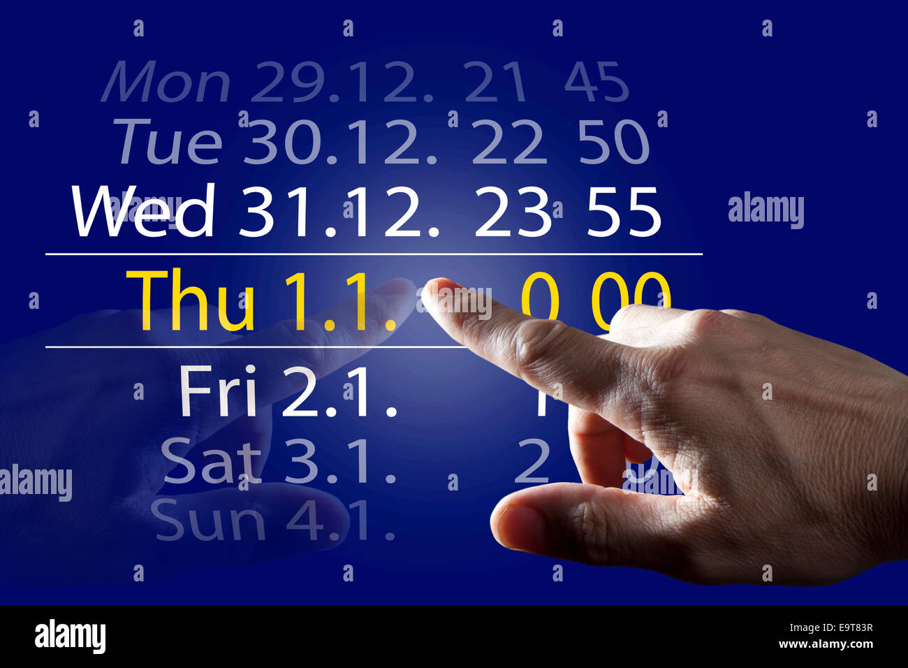 Finger Touching Blue Digital Touch Screen Stock Photo - Alamy
