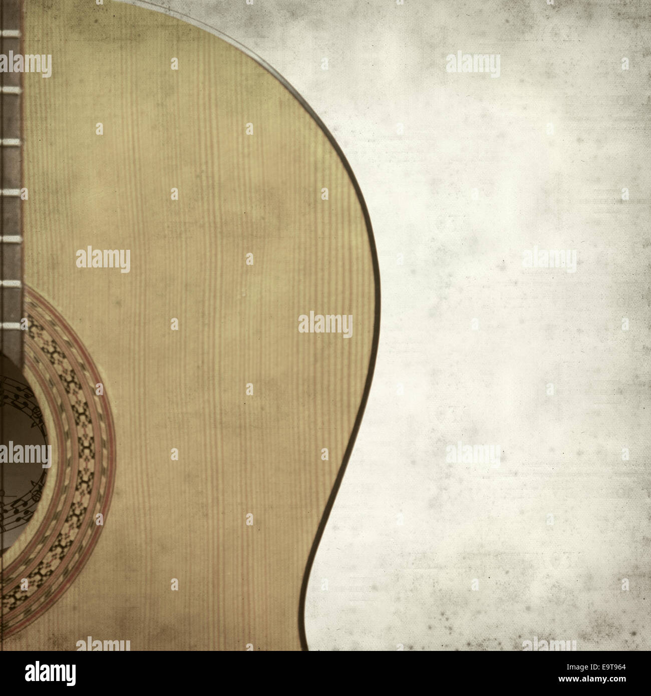 textured old paper background with classic acoustic guitar Stock Photo ...