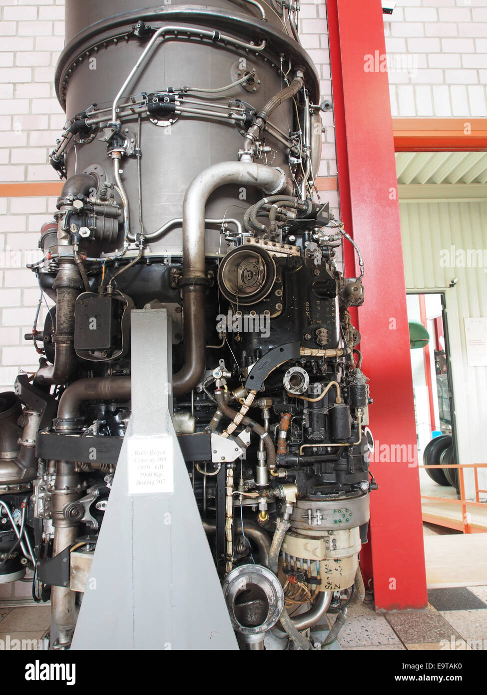 The photo shows a Rolls Royce Conway 508 engine (1959) used in the ...