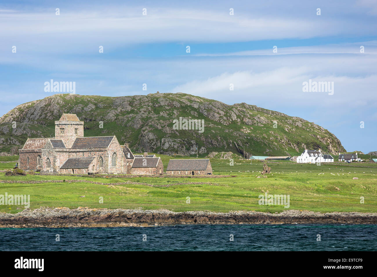 The ancient Iona Abbey on Isle of Iona in the Inner Hebrides and ...