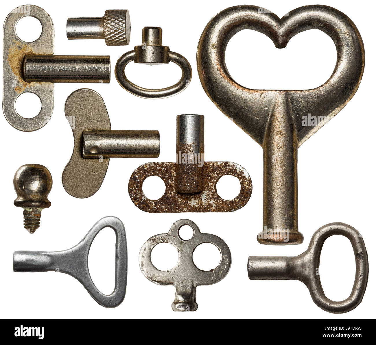 Collection of old clockwork keys, isolated Stock Photo - Alamy