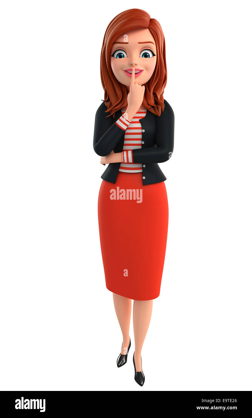 Illustration of corporate lady with silent pose Stock Photo - Alamy