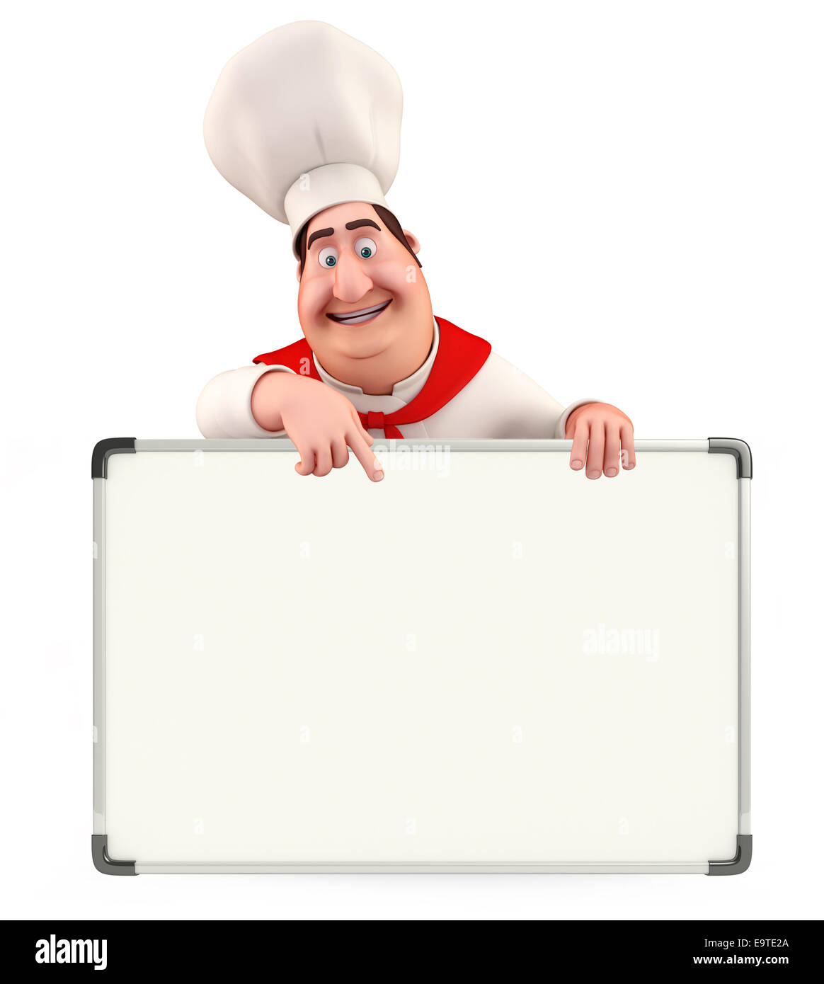 Illustration of young chef with display board Stock Photo - Alamy