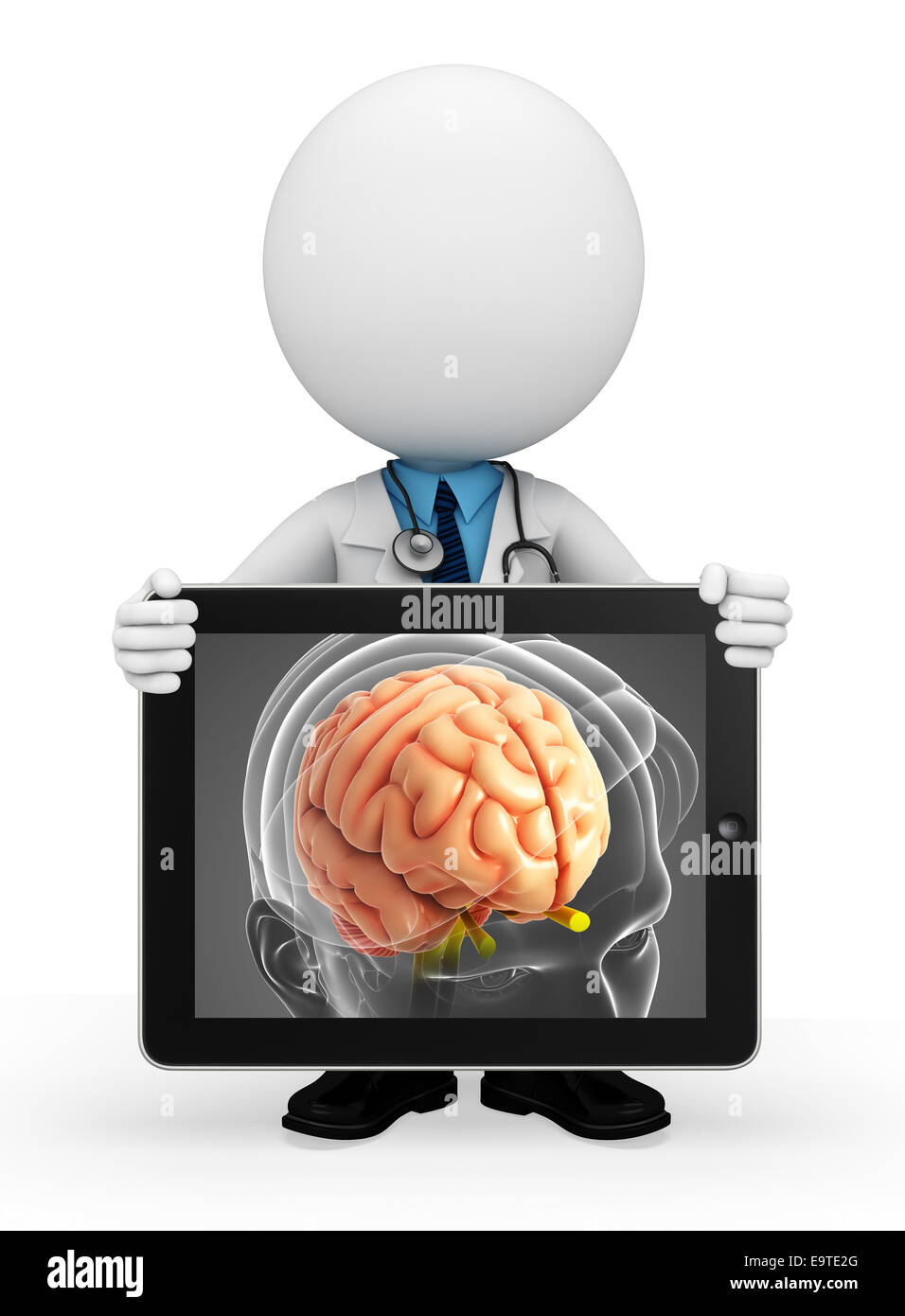 Illustration of young doctor with brain anatomy Stock Photo - Alamy