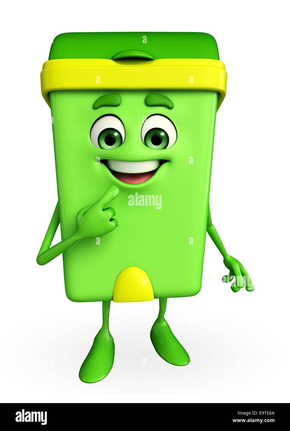 Cartoon Character of Dustbin with shy pose Stock Photo - Alamy