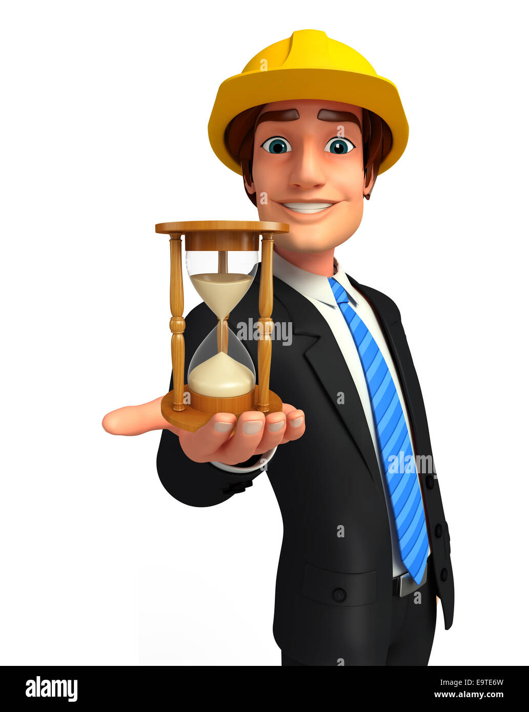Illustration of Young Business Man with sand clock Stock Photo - Alamy