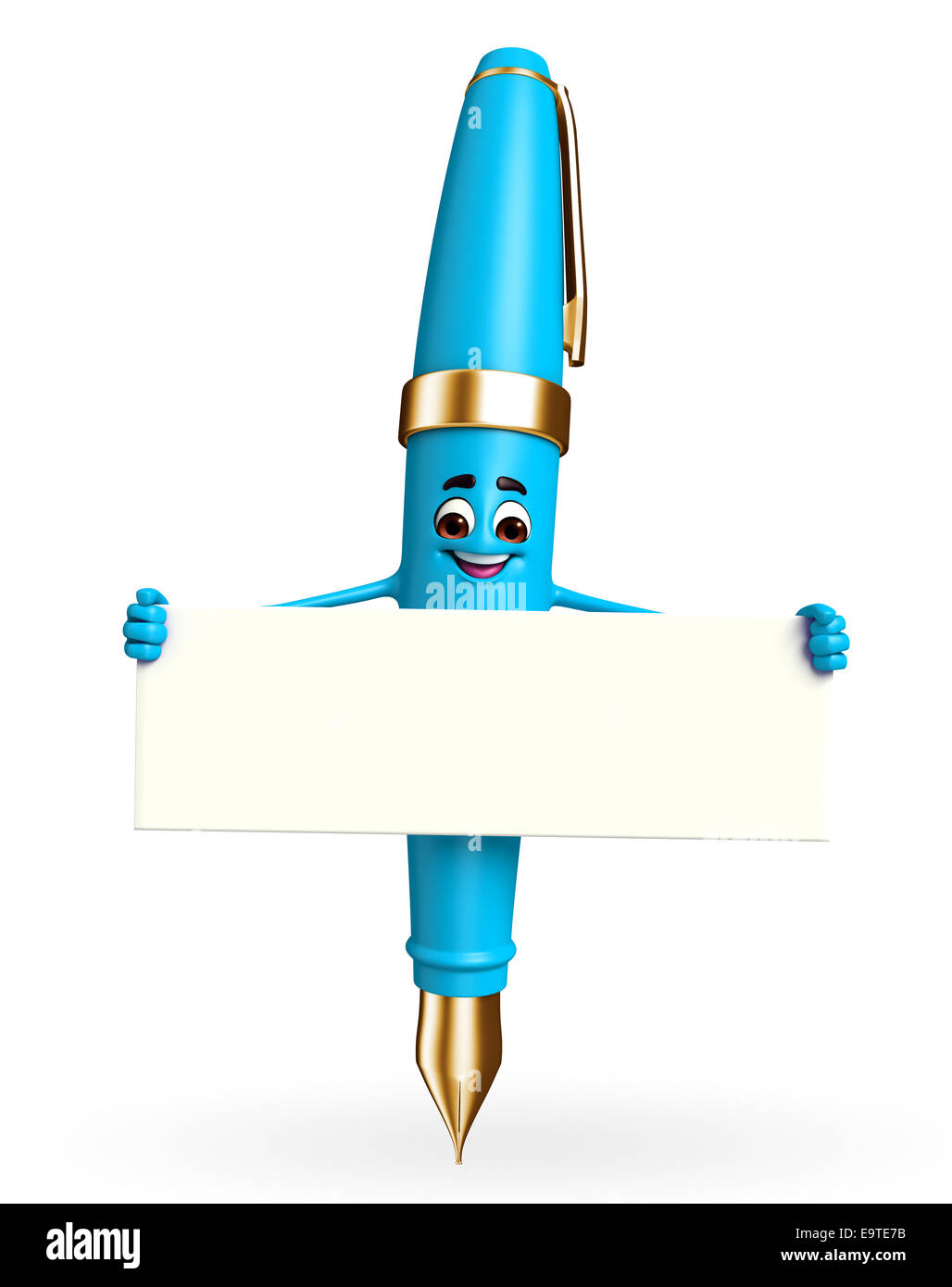 Cartoon Chatacter of Pen with sign Stock Photo - Alamy