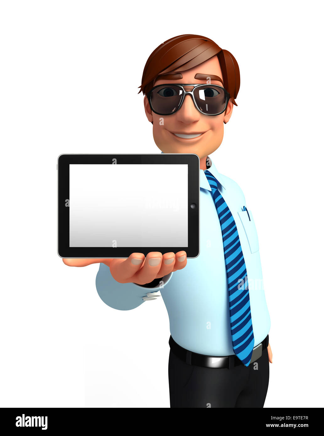 Illustration of service man with tab Stock Photo - Alamy